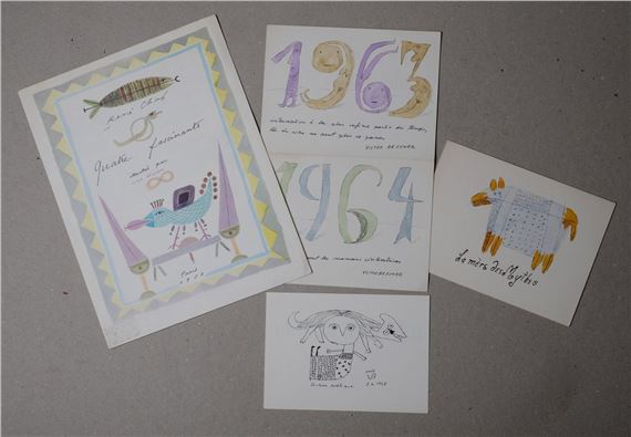 Victor Brauner | Set of 4 greeting cards (1963 - 1972) | MutualArt
