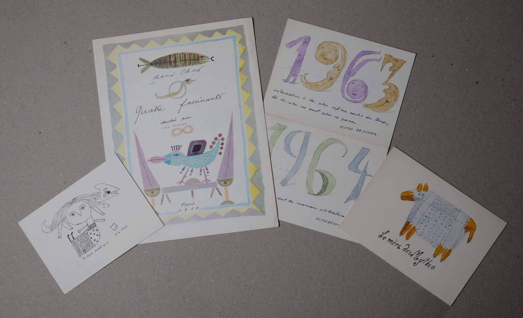 Victor Brauner | Set of 4 greeting cards (1963 - 1972) | MutualArt