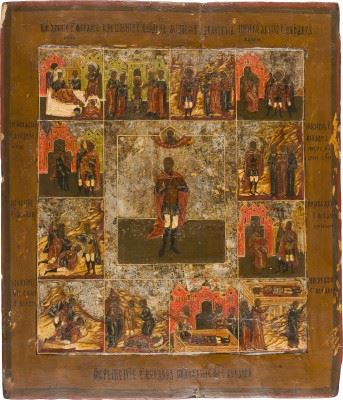 Russian School, 18th Century | A LARGE VITA ICON OF ST. THEODORE ...