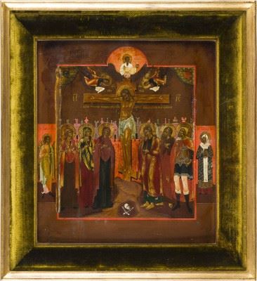 Russian School, 19th Century | AN ICON SHOWING THE CRUCIFIXION OF ...