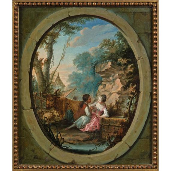 François Boucher | Bergers dans un trompe-l'oeil (Circa 1800) | MutualArt