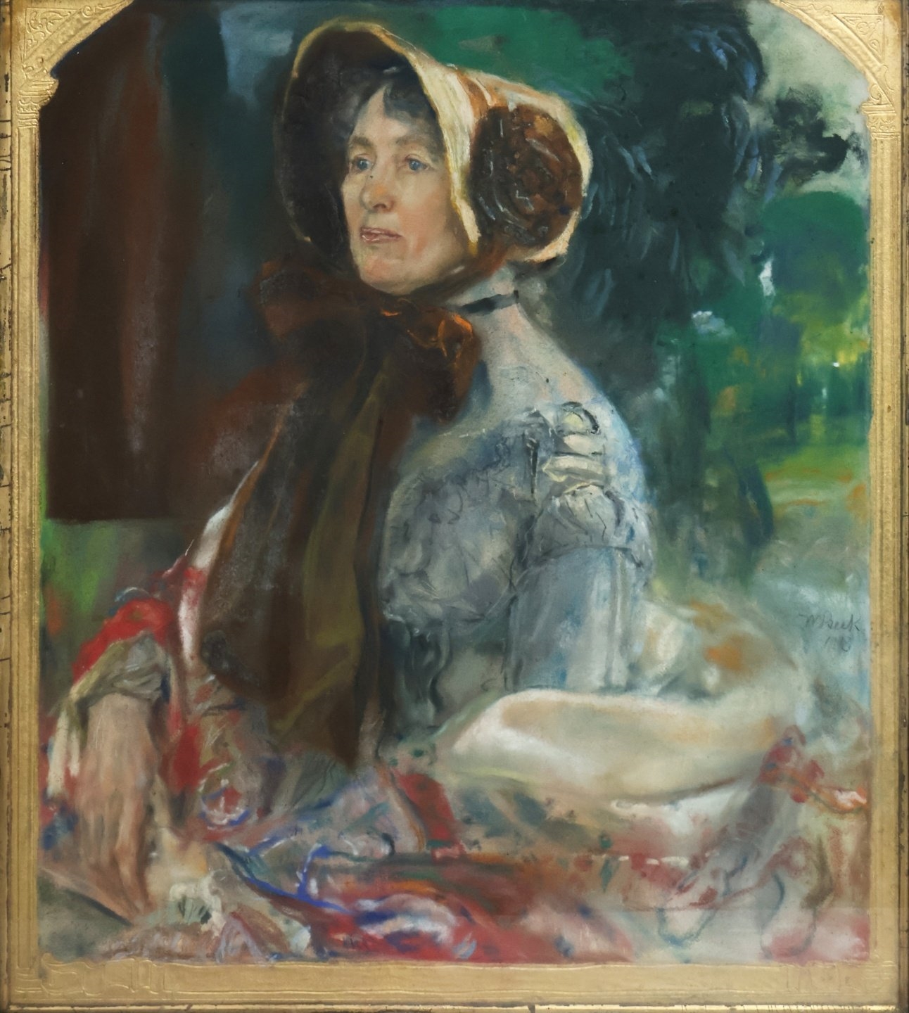 Otto Walter‏ Beck | Portrait of a Woman in a Bonnet Hat and Elaborate ...