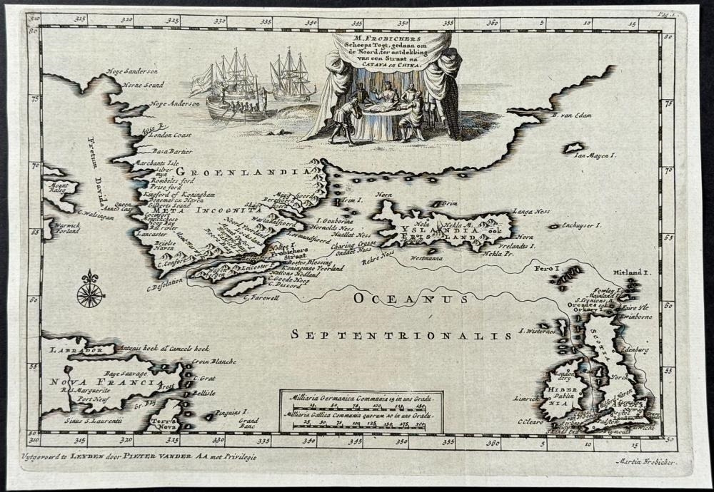 Pieter van der Aa | Map of North Atlantic Ocean with Greenland, Iceland ...