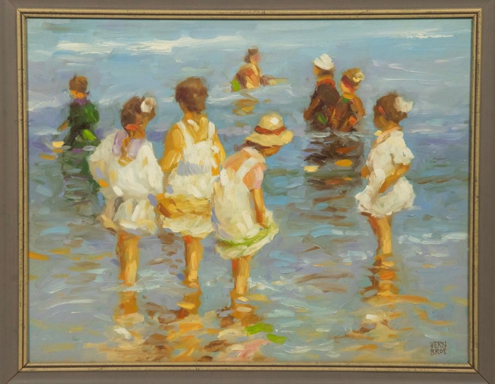Vern Broe | Children Beach Wading | MutualArt