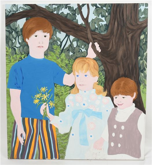 Charles DuBack | A large portrait of three children | MutualArt