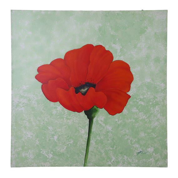 John Matassa | Large Format Painting of a Red Poppy | MutualArt