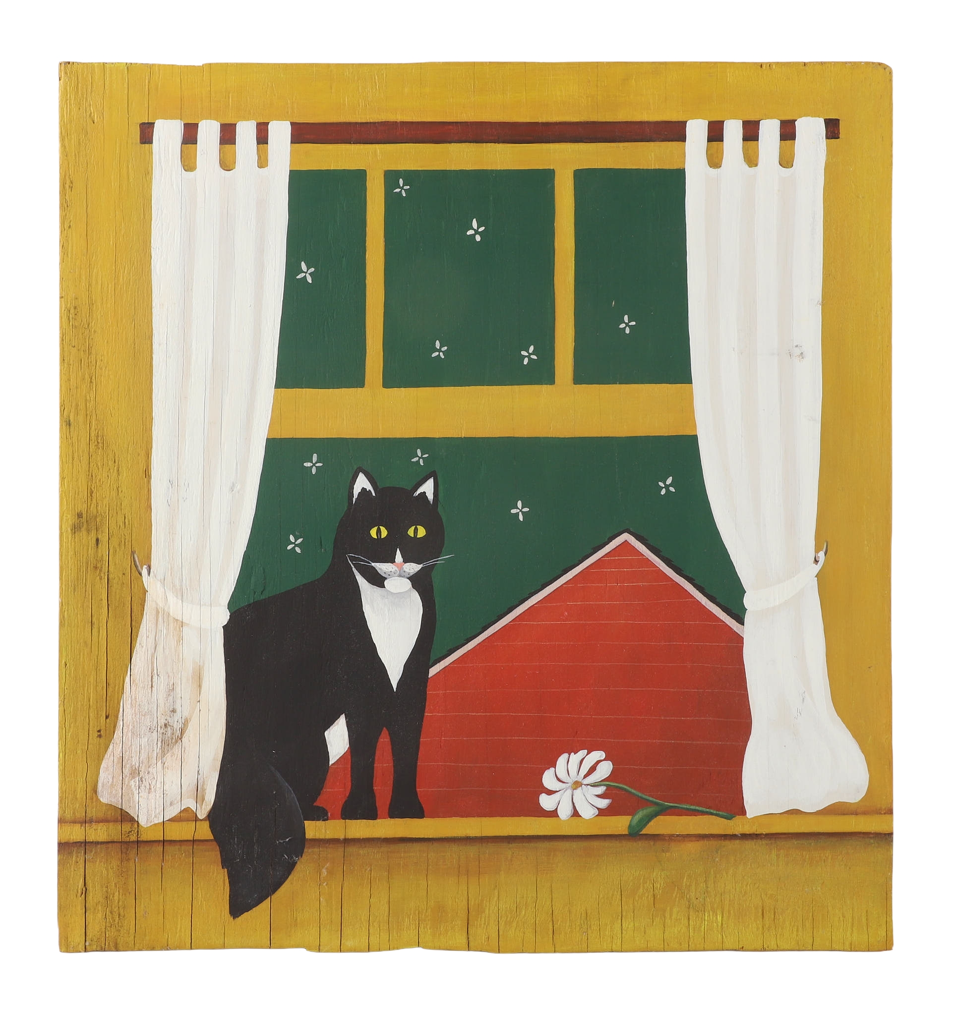 John Matassa | Folk Art Painting of a Cat | MutualArt
