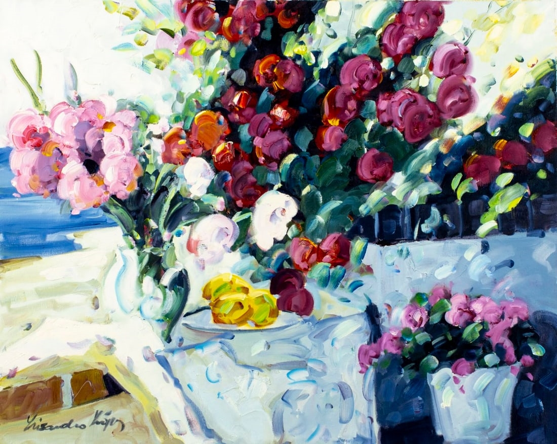 Lisandro Lopez Baylon | Still Life with Vases of Flowers | MutualArt