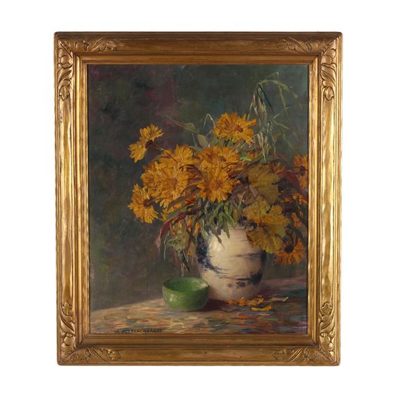 Max Theodor Streckenbach | Still Life with Chinese Vase and Yellow ...