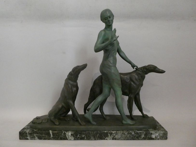 Louis Riché | Femme aux deux lévriers | MutualArt