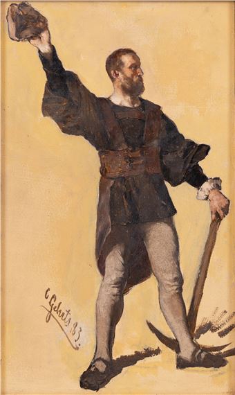 Carl Gehrts | Portrait of a Man with Pickaxe (83) | MutualArt