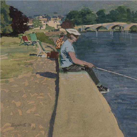 Alfred Heyworth | Summer Afternoon - Fishing on the Riverside | MutualArt