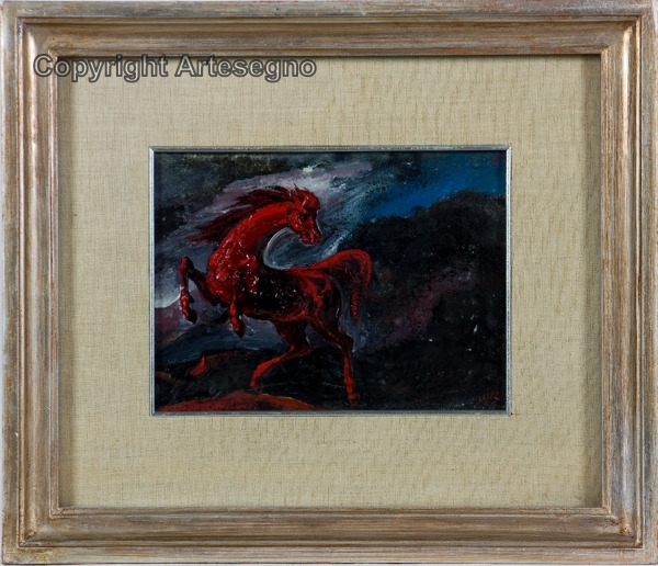 Aligi Sassu | Cavallino rosso sul nero (1960) | MutualArt