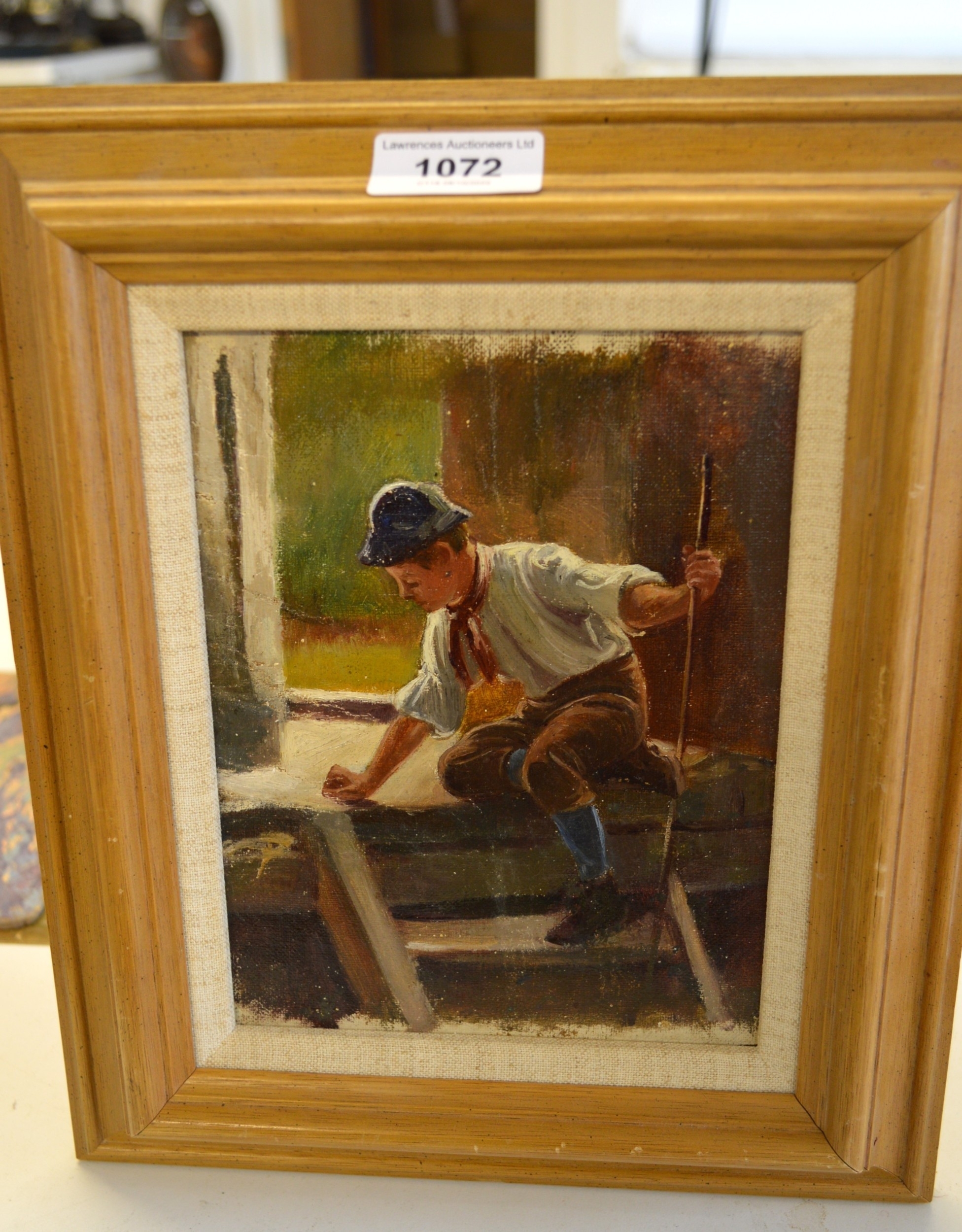Newlyn School | study of a boy seated on wooden steps (Early 20th ...