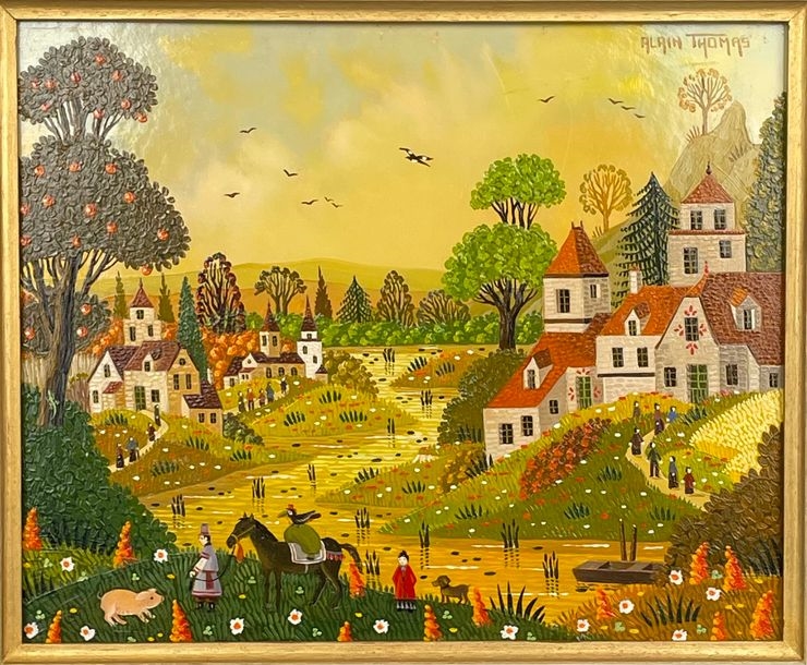 Alain Thomas | Mountain landscape with figures | MutualArt