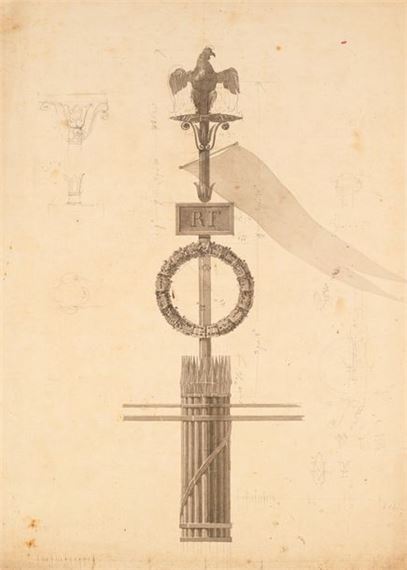 Charles Percier | Project for a beam or mast surmounted by a rooster ...