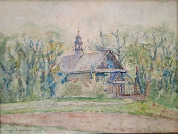 Henryk Krawanowski | Polish Church Chapel Landscape (1956) | MutualArt