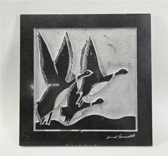 David Bernett | Carved Soapstone Canada Geese Plaque | MutualArt