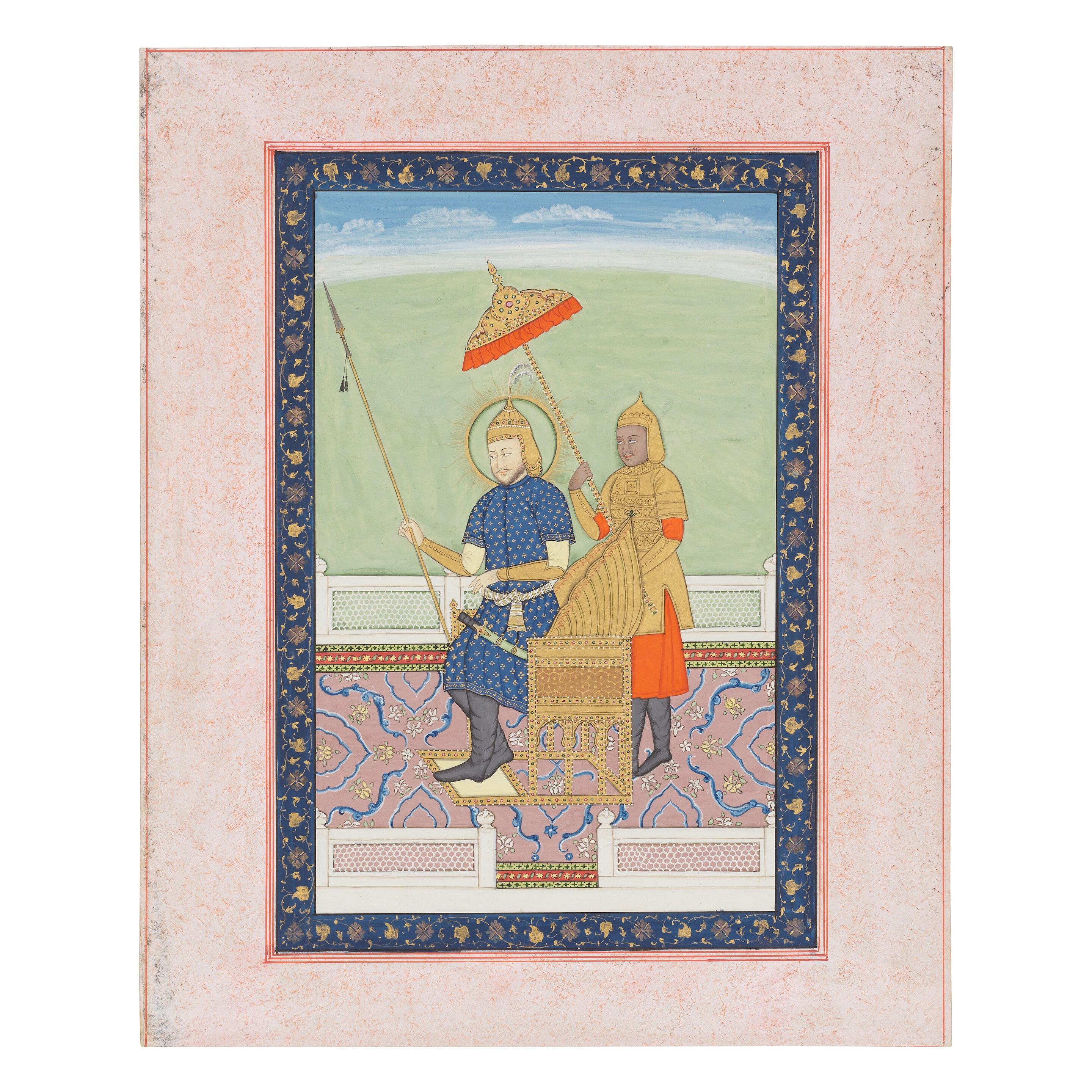 Kangra School, 19th Century | The Emperor Timur seated on a throne with ...