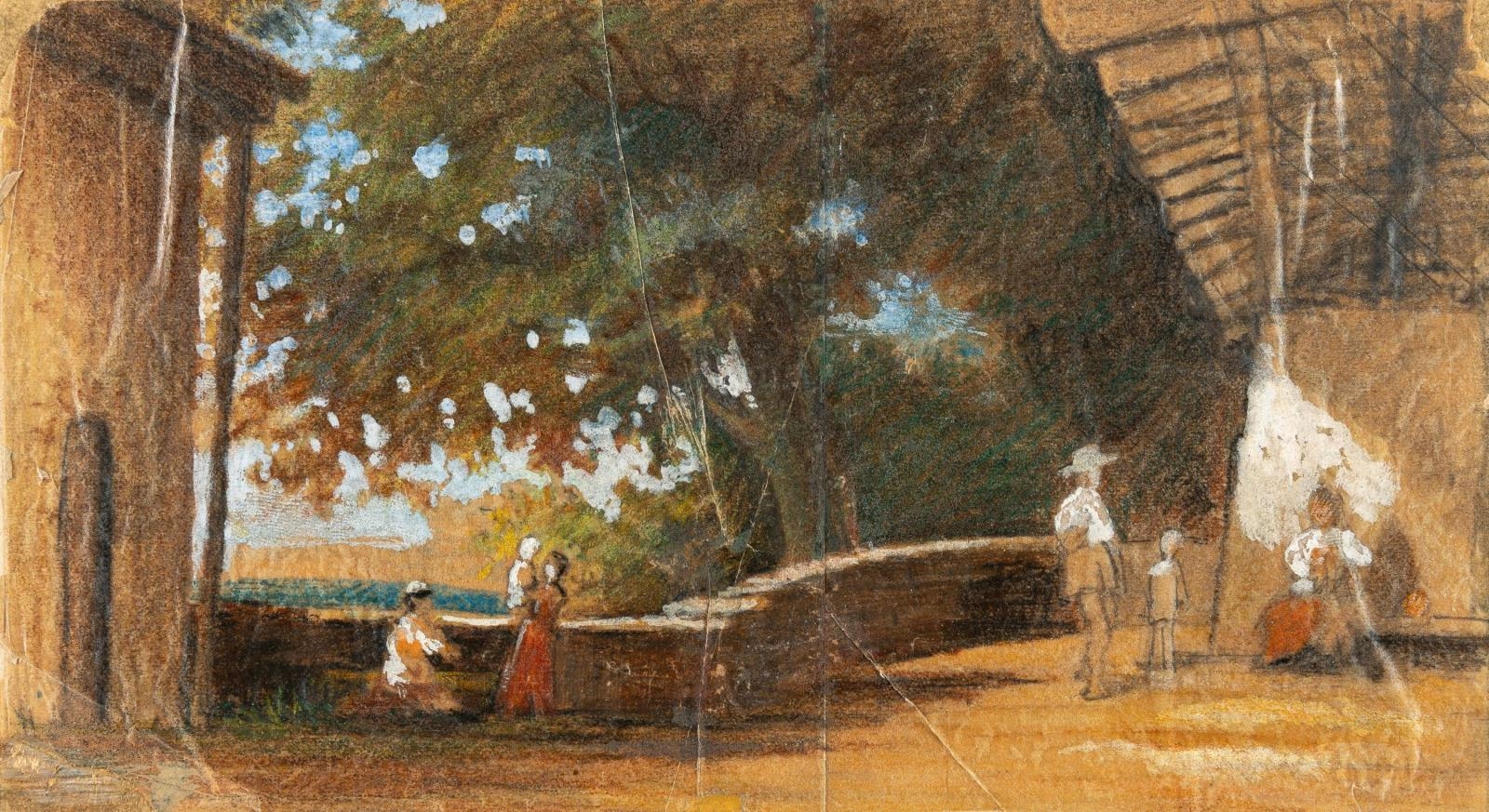 Carl Spitzweg | Italian landscape with balustrade and staffage figures ...