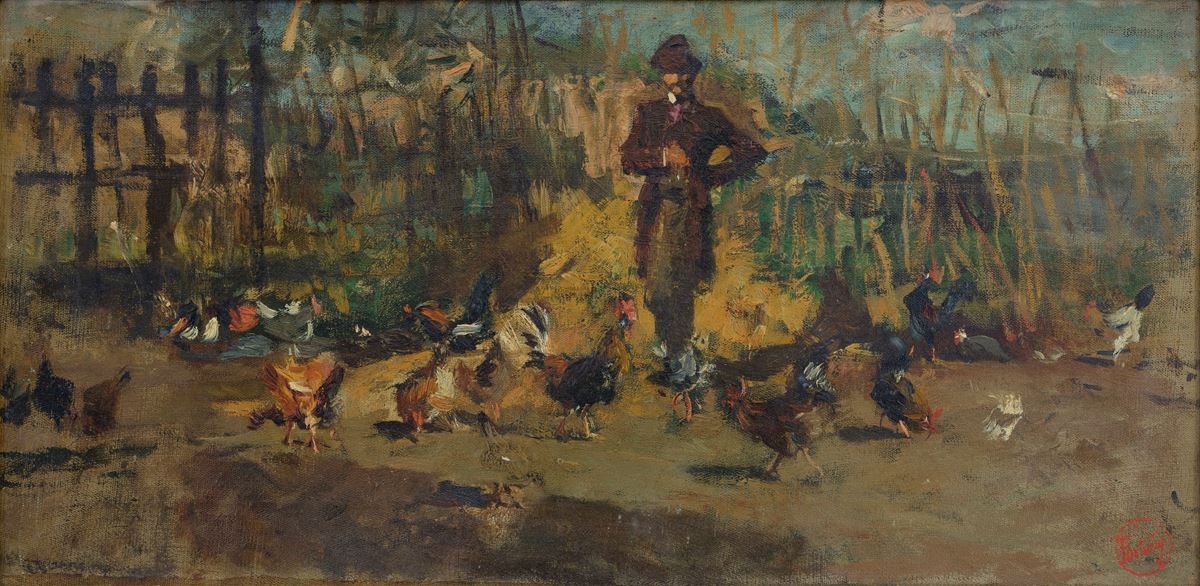 Mariano Fortuny y Marsal | Lord in the farmyard surrounded by birds ...
