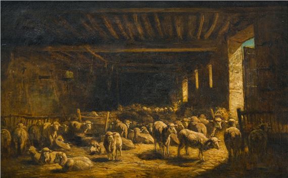Charles Émile Jacque | Sheepfold | MutualArt