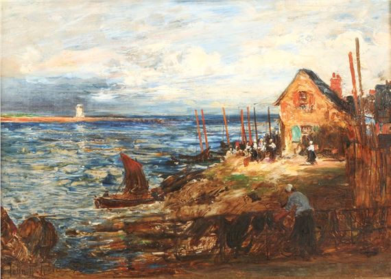 John Robertson Reid | Cornish Fishing Village (1898) | MutualArt