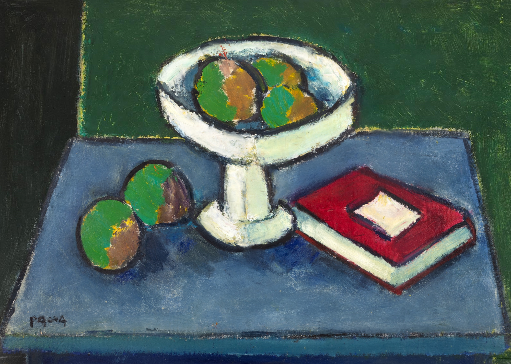 Ion Pacea | Still Life with Fruit and Book (1924) | MutualArt