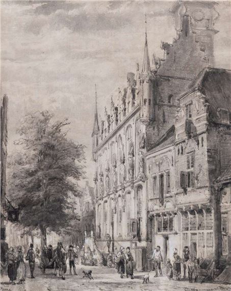 Cornelis Springer | City hall of Veere (Circa 71) | MutualArt