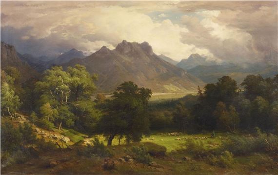Heinrich Funk | Alpine Landscape (1866) | MutualArt