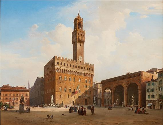 Albert Emil Kirchner | Piazza della Signoria in Florence with the ...