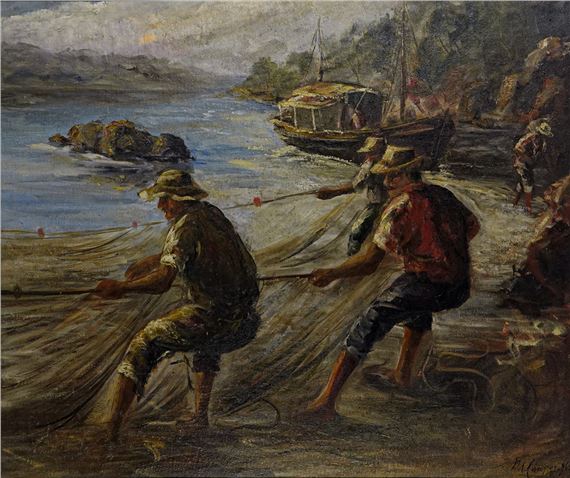Jurandir Ubirajara Campos | Puxando a rede (1962) | MutualArt