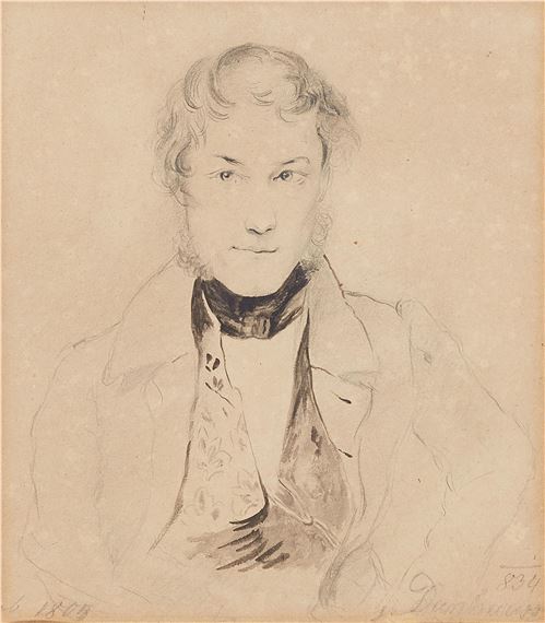 Josef Danhauser | Portrait of a young man in half-length / Verso Study ...