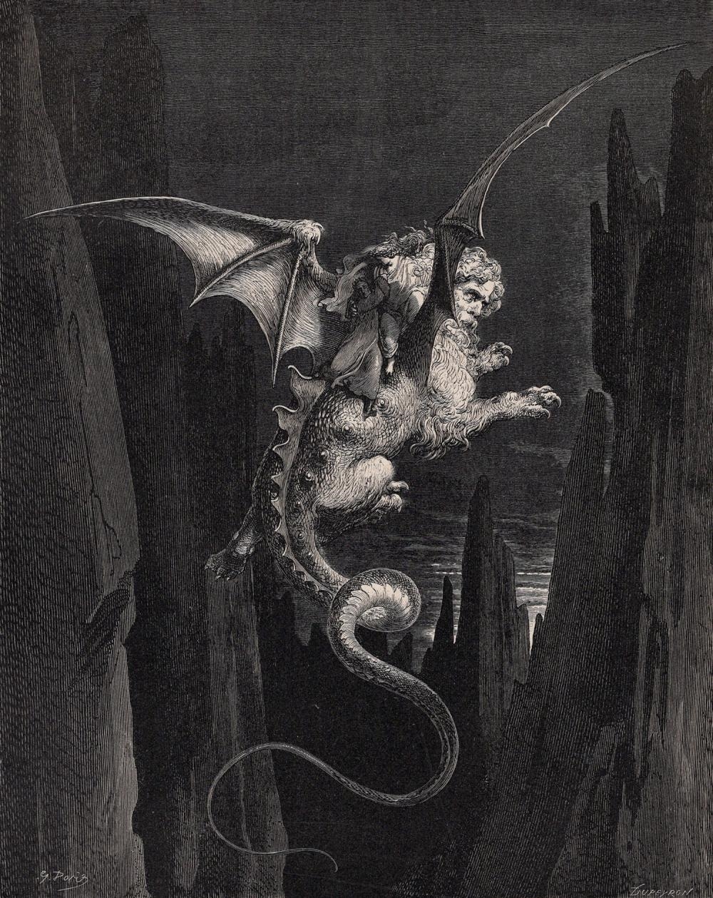Gustave Doré | Geryon's Flight (Dante's Divine Comedy Enferno (1880 ...