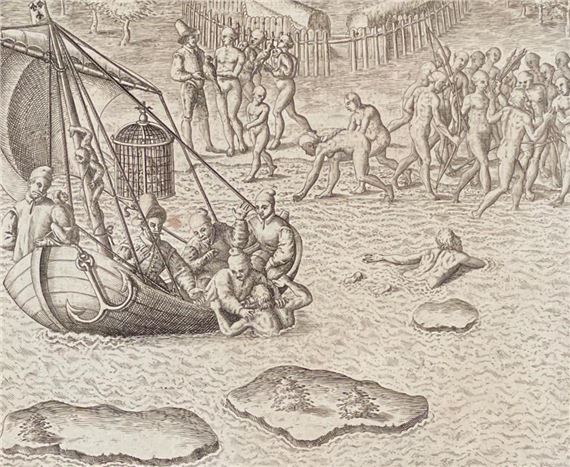 Theodor de Bry | How a French ship arrived to trade for cotton and ...