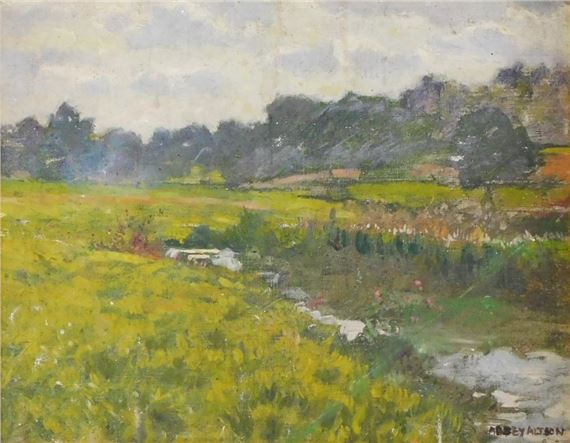 Abbey Altson | countryside landscape with pond and dense woods in ...