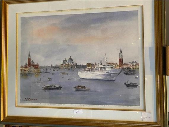 Jean-Pierre Remon | View of Venice - Costa Marina boat | MutualArt