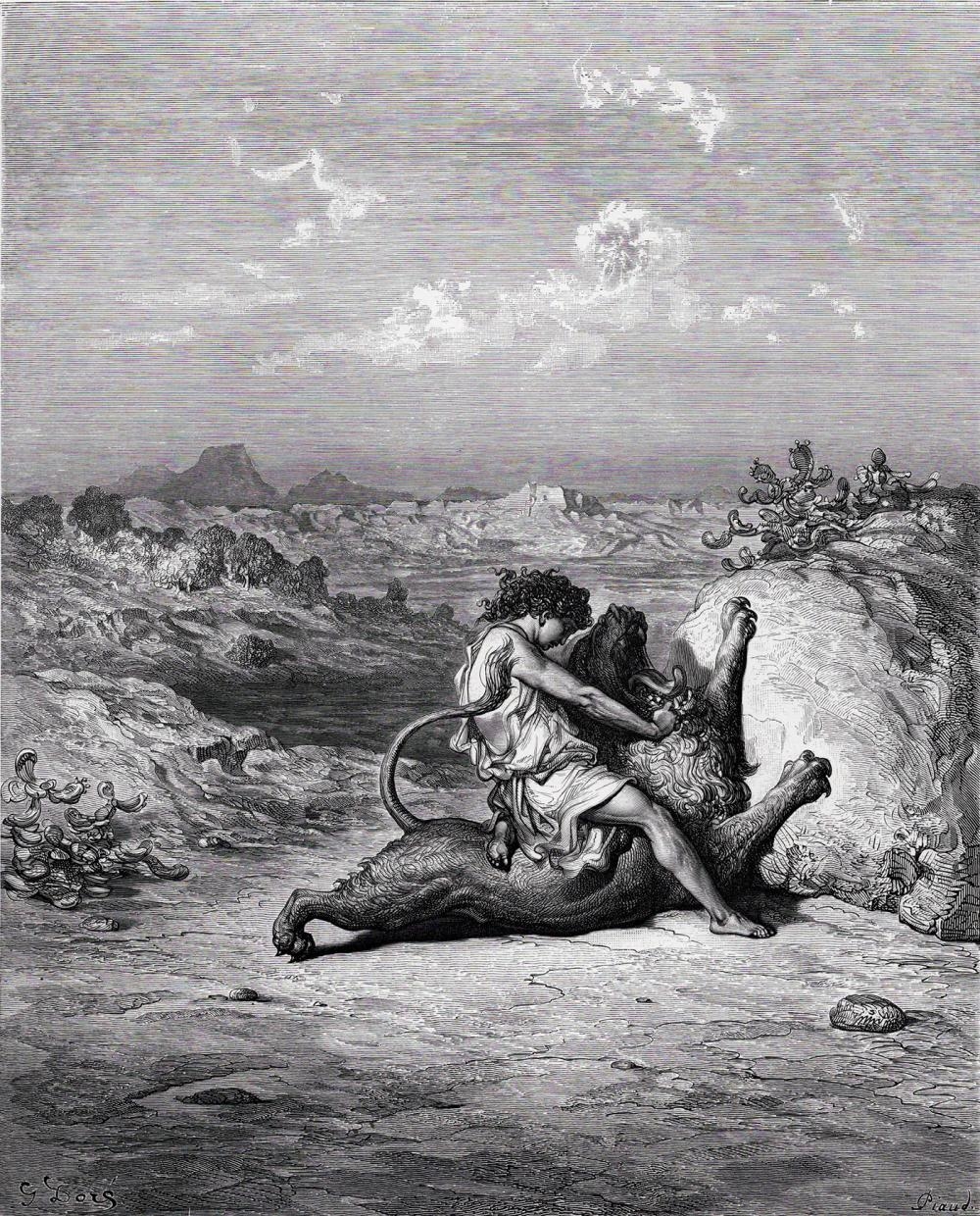 Gustave Doré | Samson Slays the Lion (1880) | MutualArt