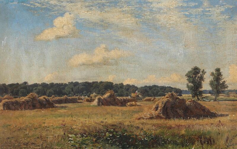 Viggo Christian Frederik Vilhelm Pedersen | Haystacks in a field with ...