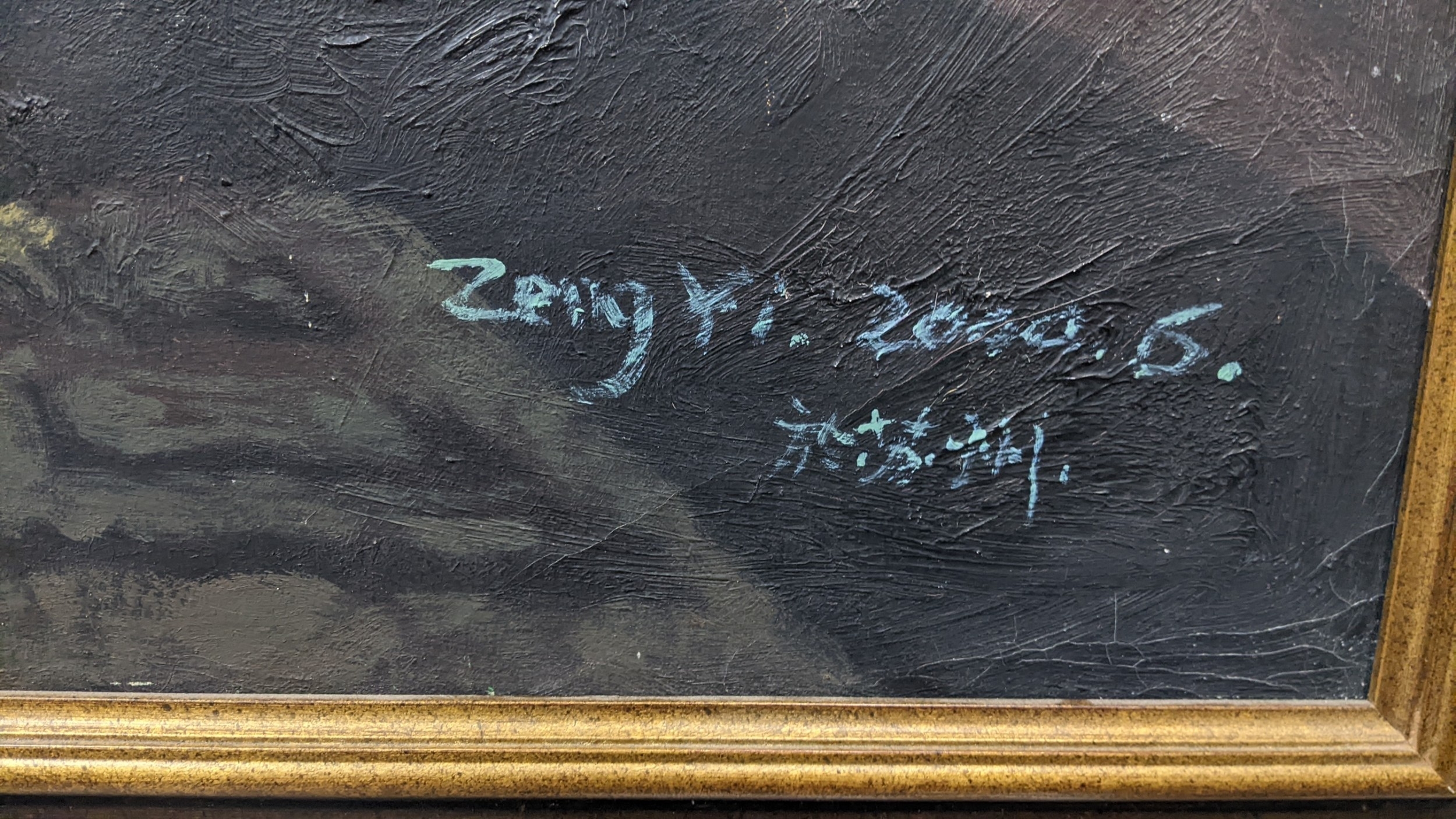 Zeng Yi | A Chinese oil on canvas depicting a canal scene at sunset ...