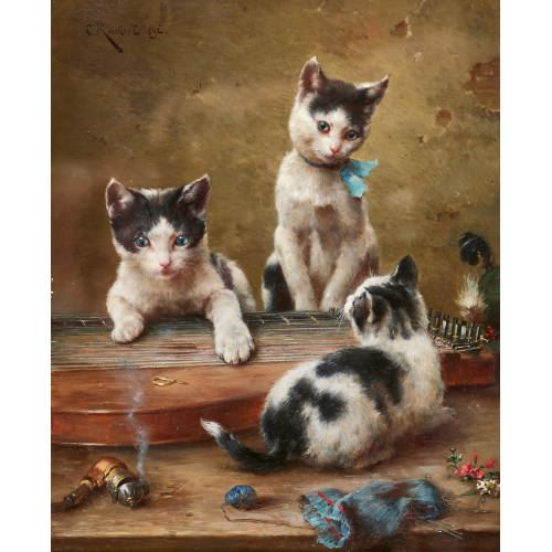 Carl Reichert | Spielendes Kätzchentrio | MutualArt