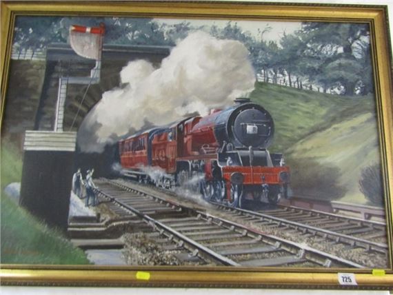 Stuart Bolton | Steam train emerging full speed from tunnel | MutualArt