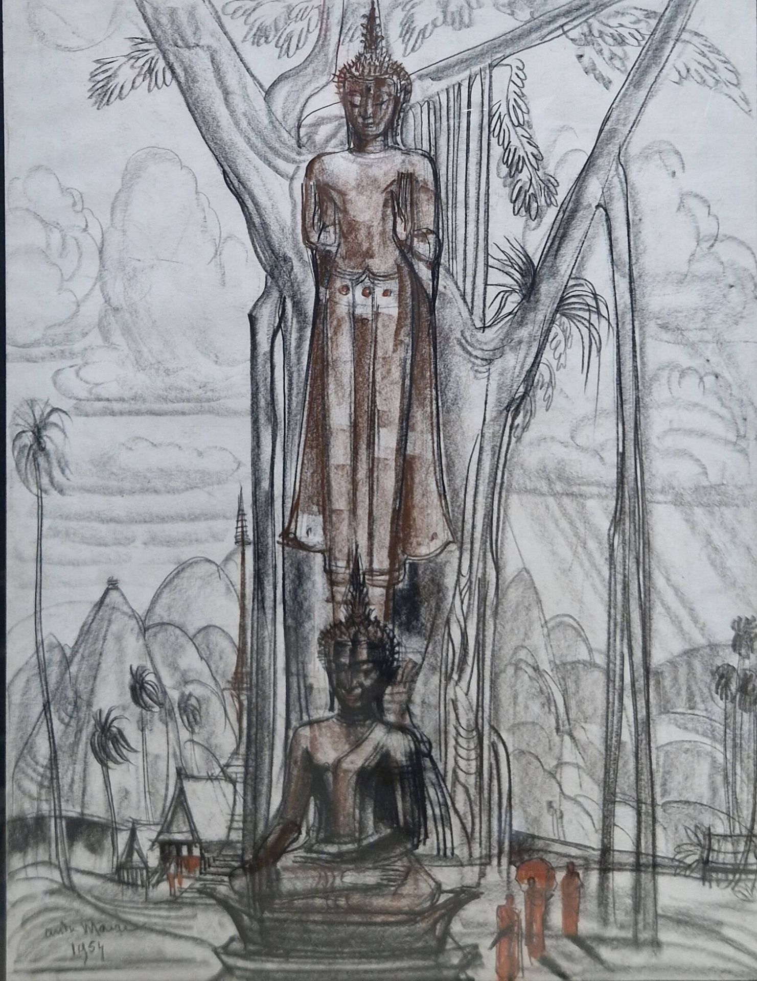 André Maire | Statues in a Mountain Landscape (1954) | MutualArt