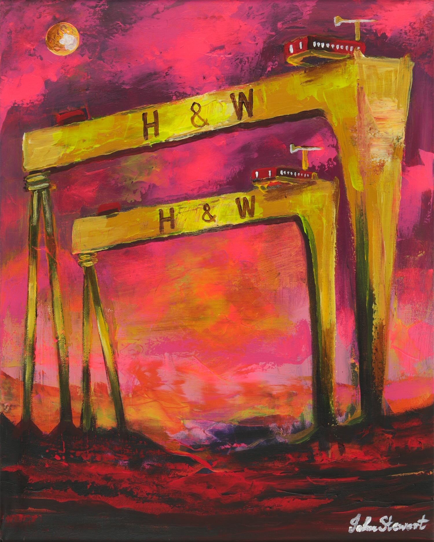 John Stewart | THE CRANES BY MOONLIGHT | MutualArt