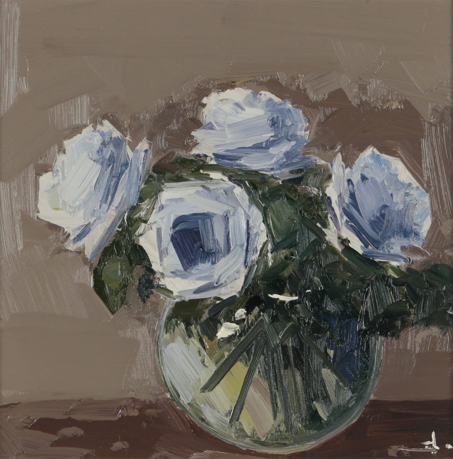 Vivek Mandalia | ROSES IN A ROUND GLASS VASE | MutualArt