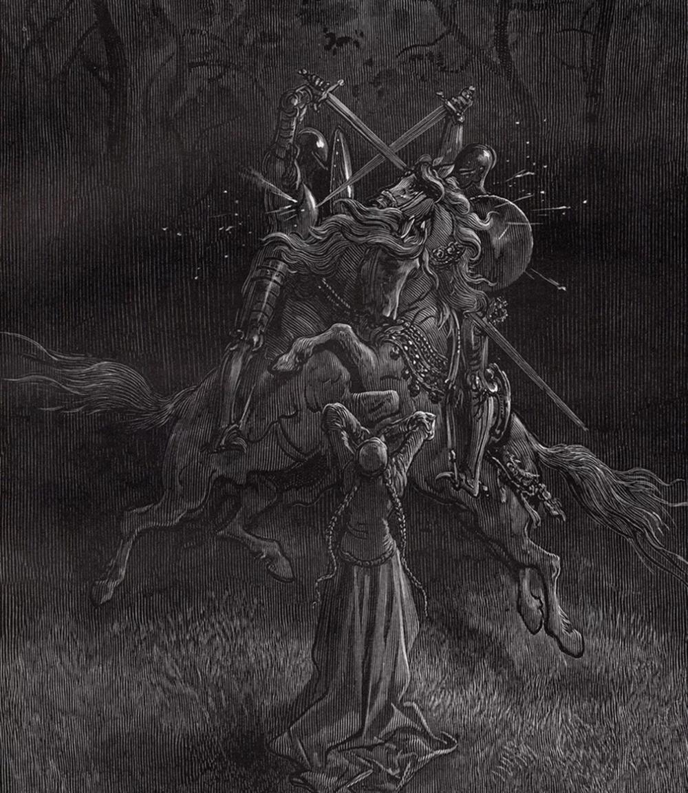 Gustave Doré | Doralice is distraught as the rivals fight over her ...