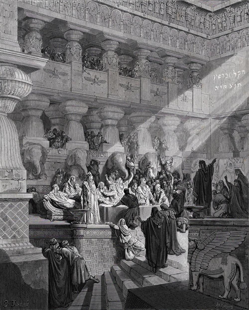 Gustave Doré | Daniel Interpreting the Writing on the Wall (1880 ...