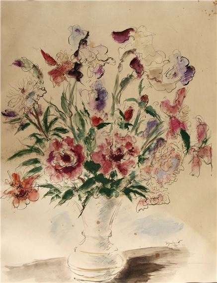 André Dignimont | Still life with a colourful bouquet in a vase | MutualArt