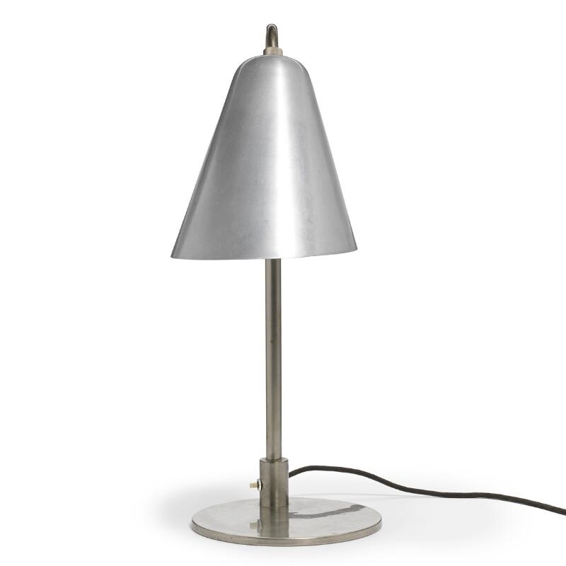 Vilhelm Lauritzen | Rare patinated nickel plated metal table lamp with ...