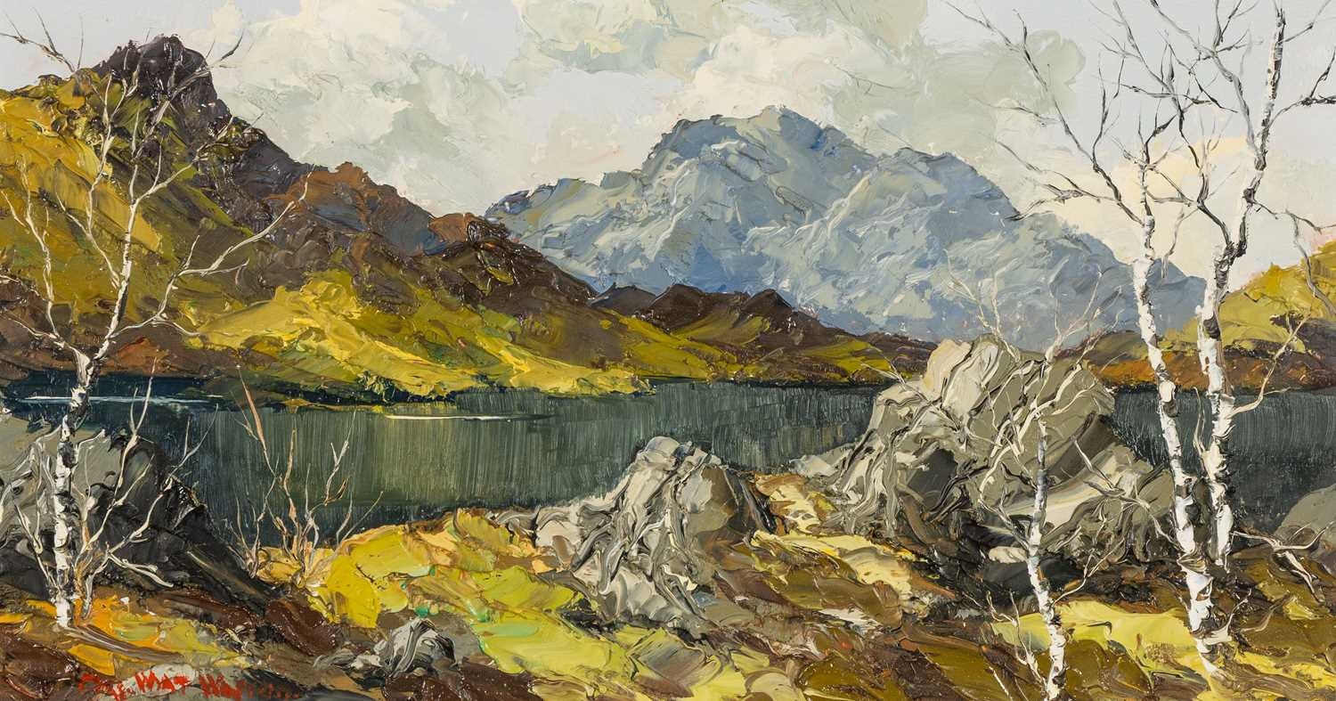 Charles Wyatt Warren | Eryri landscape with lake and silver birch ...